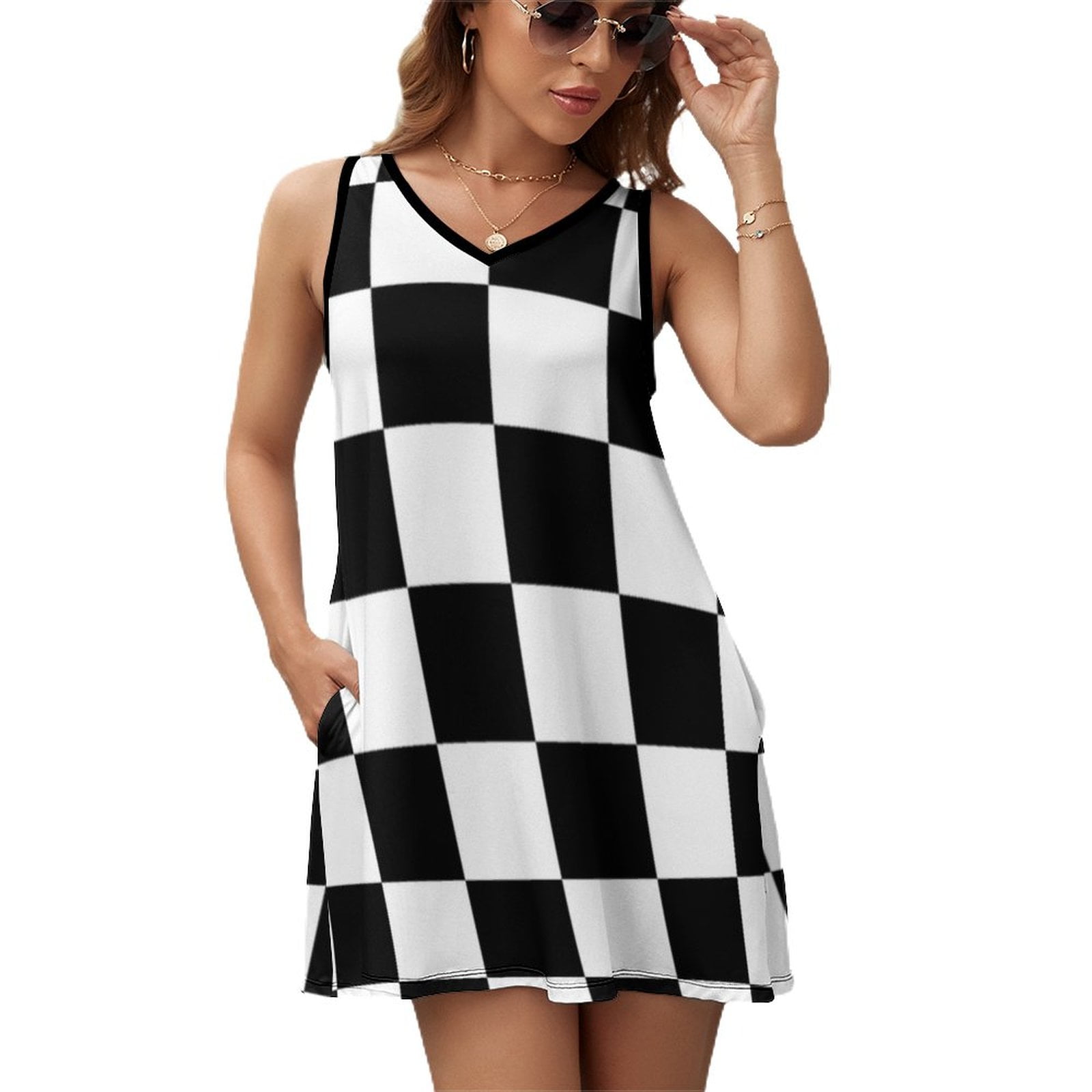 Simple Checks Sweet Elegant Dress Women Korean Kawaii Square Collar ...