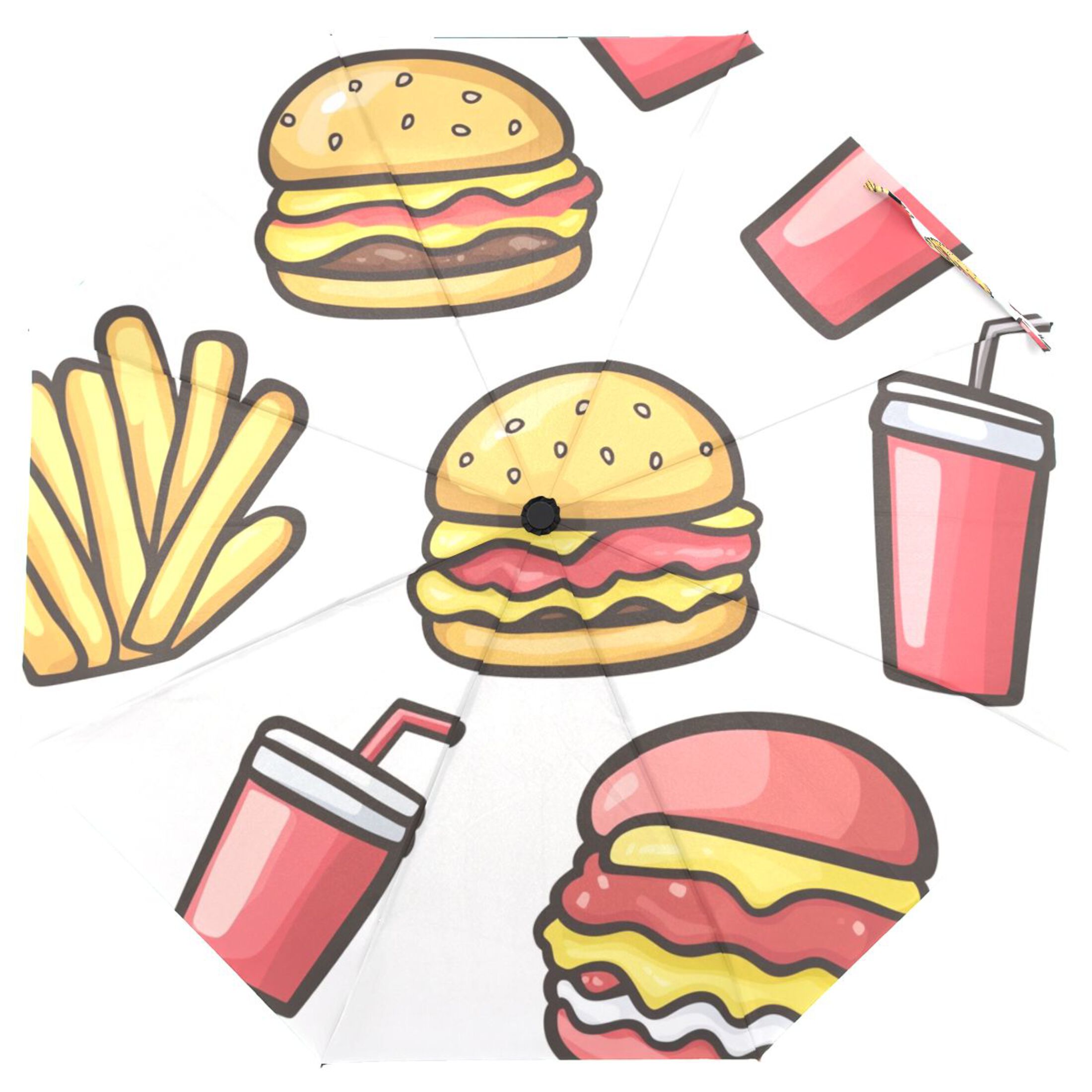 Simple Children's Drawings Food Compact 8K Automatic Umbrella 22in ...