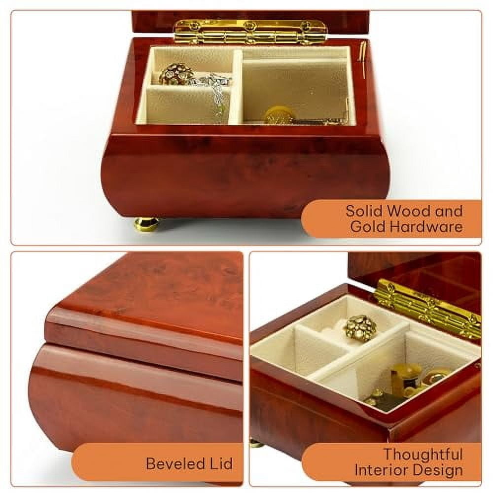 Simple Classy Wooden Musical Jewelry Box - Personalized Music Earrings ...