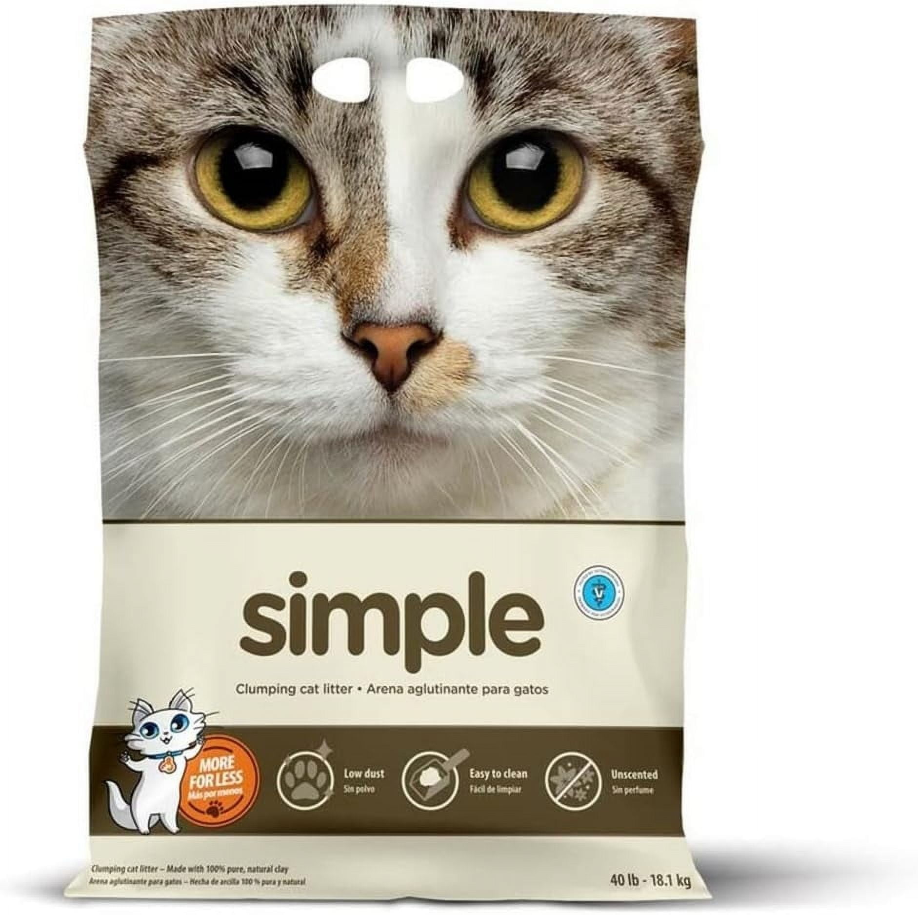 SIMPLE CLUMPING CAT LITTER, 40lbs - Walmart.com