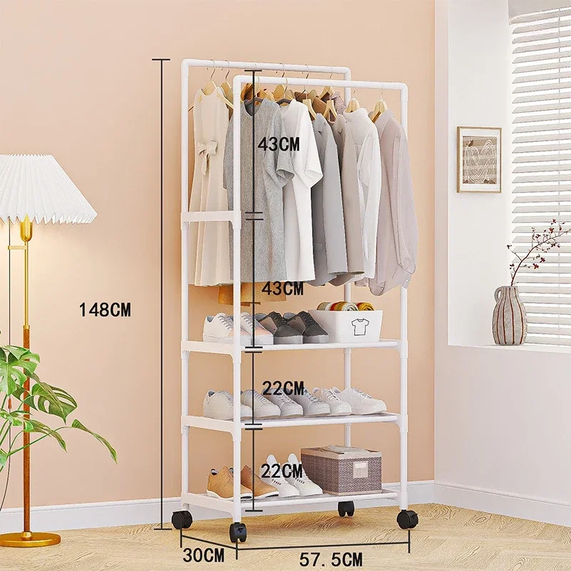 Simple Coat Rack Easy To Assemble Clothes Rack with Wheels PP Material ...