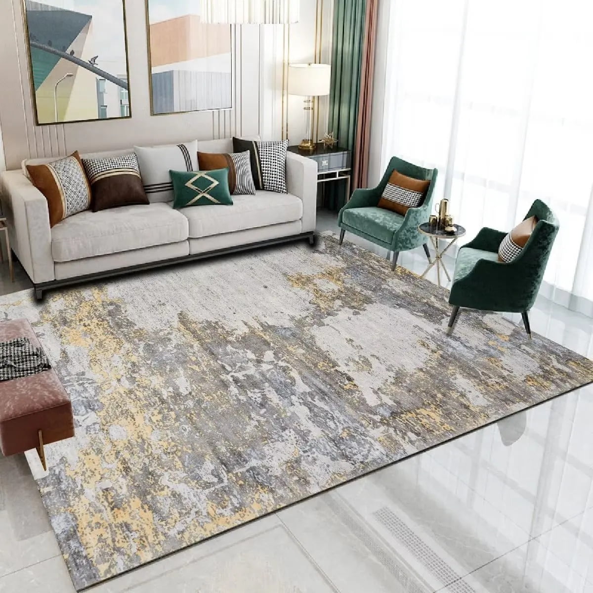 Simple Color Style Carpet for Living Room Modern Abstract Bedroom Rugs ...
