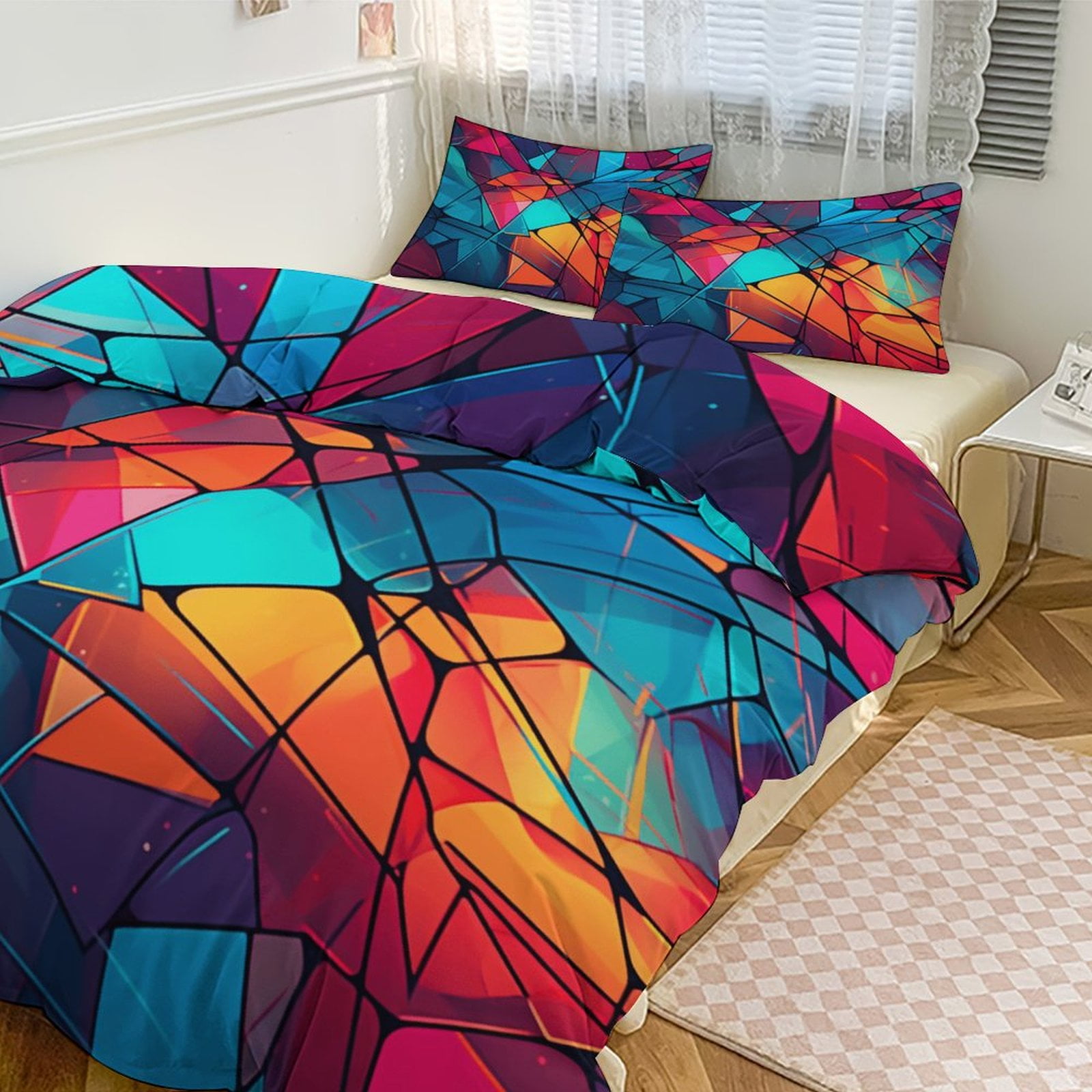 Simple Colored Ripple Bedding Set with Zipper Closure for Girls & Boys ...