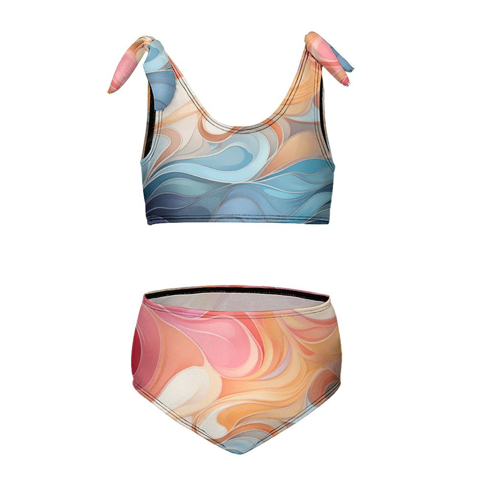 Simple Colored Ripple Girls' 2-Piece Tankini Swimsuit - Walmart.com