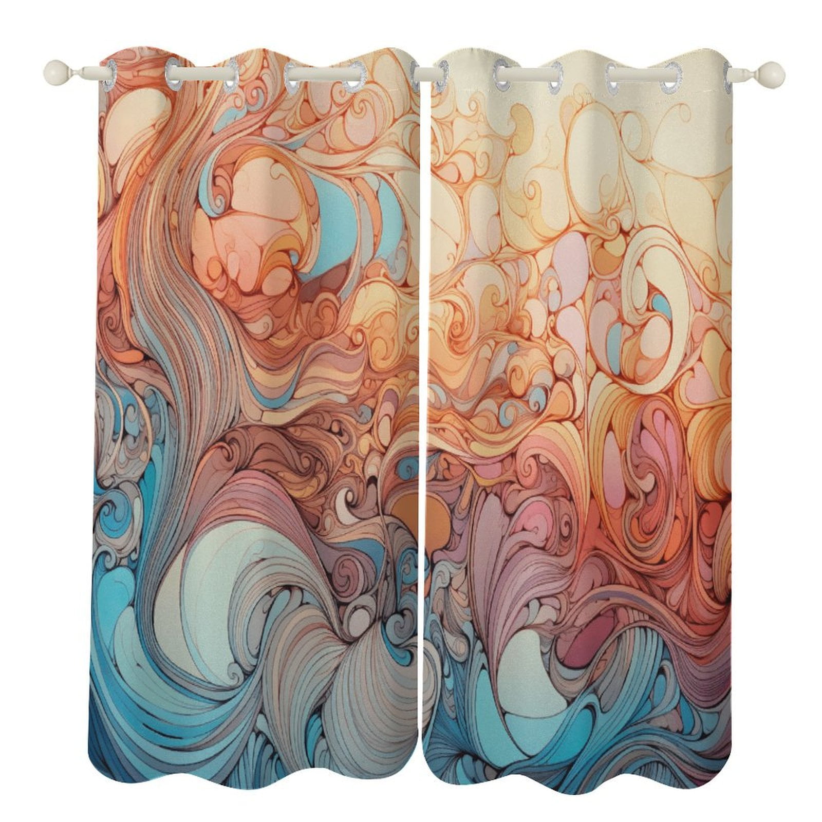 Simple Colored Ripple Modern Window for Living Room Curtains for Child ...