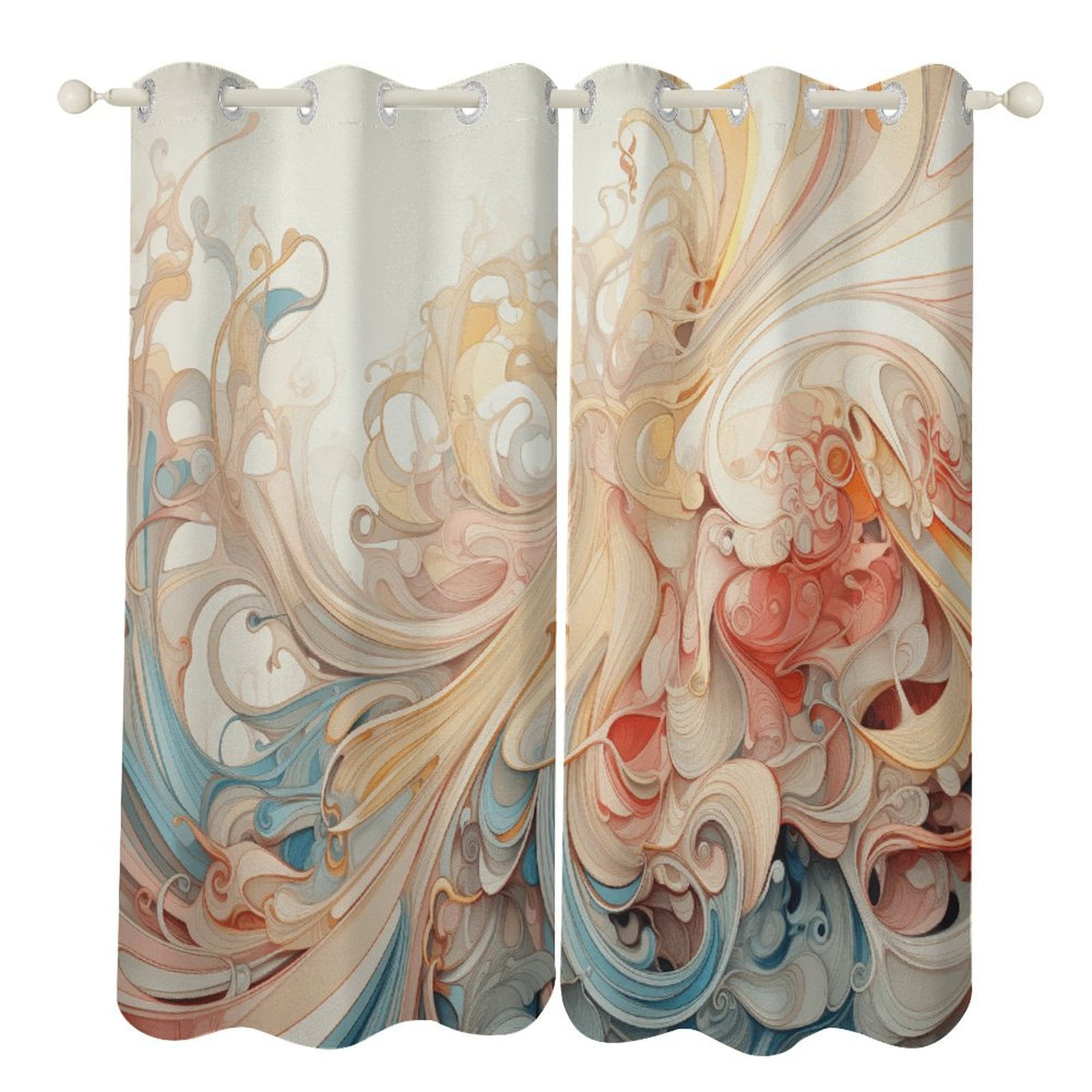 Simple Colored Ripple Window Curtain Panels Grommet Blackout Curtains ...