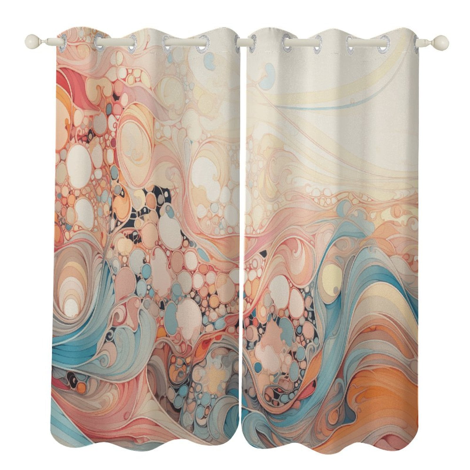 Simple Colored Ripple Window Curtain Panels Grommet Blackout Curtains ...