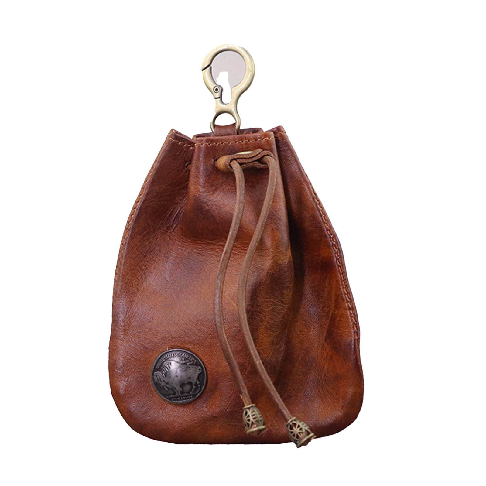 Simple Cowhide Retro Storage Bag 2025 New Leather Drawstring Coin Purse ...