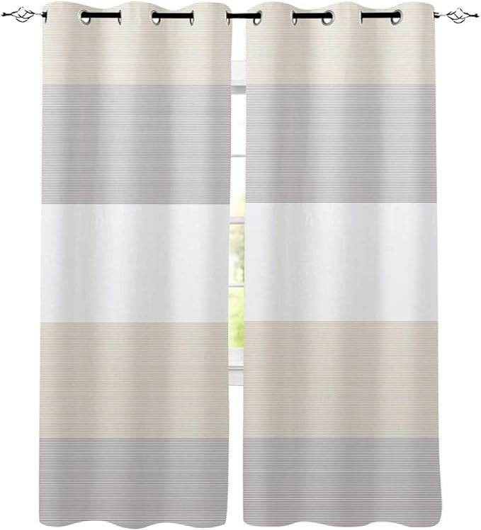 Simple And Creative 3D Printed Drapes, Yellow And White Stripes Living ...