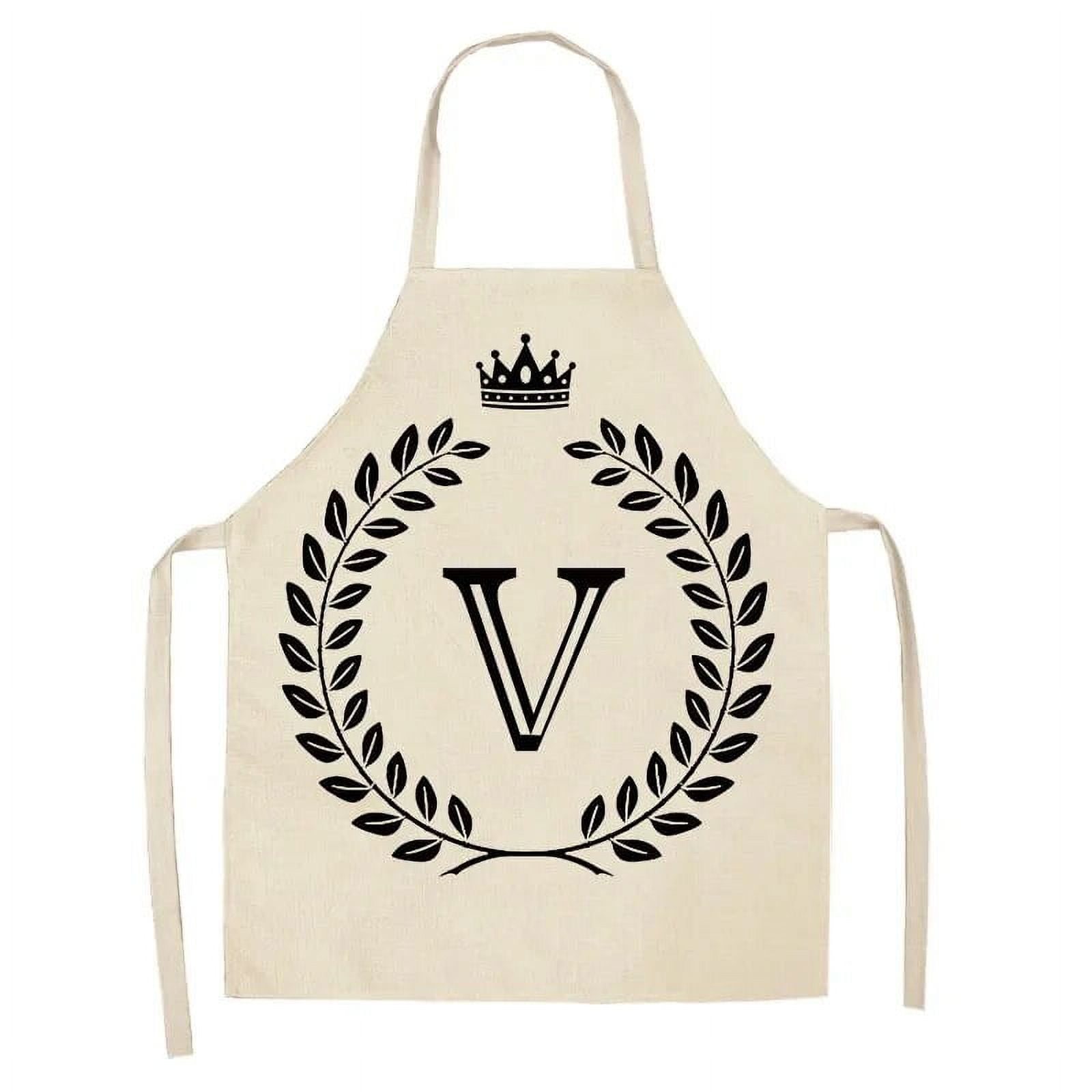 Simple Crown Letter Kitchen Chef Apron for Woman Man Cotton Linen ...