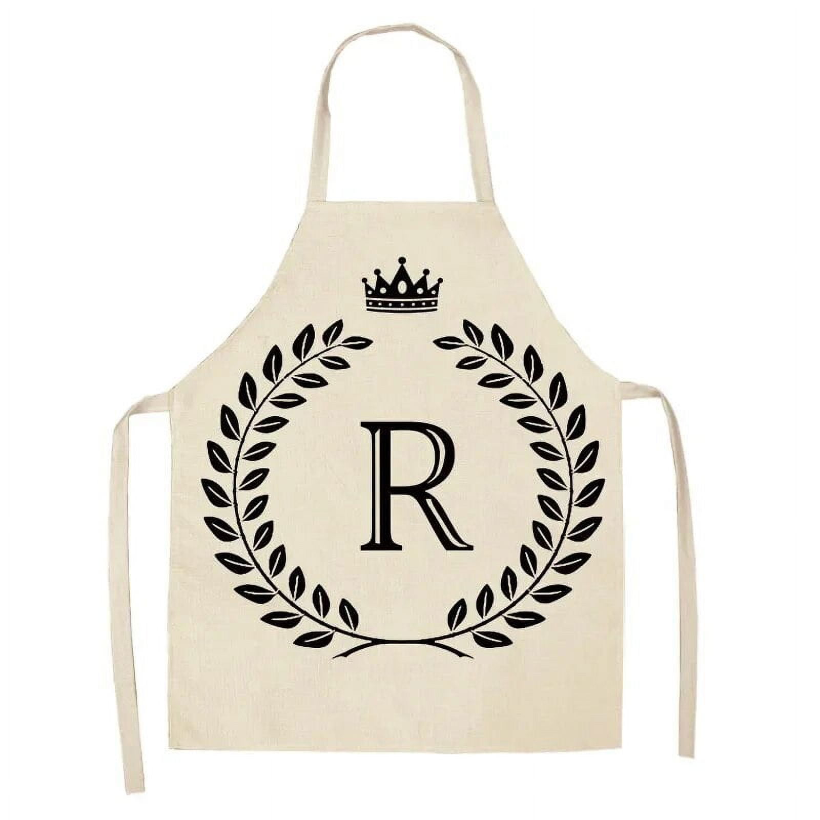Simple Crown Letter Kitchen Chef Apron for Woman Man Cotton Linen ...