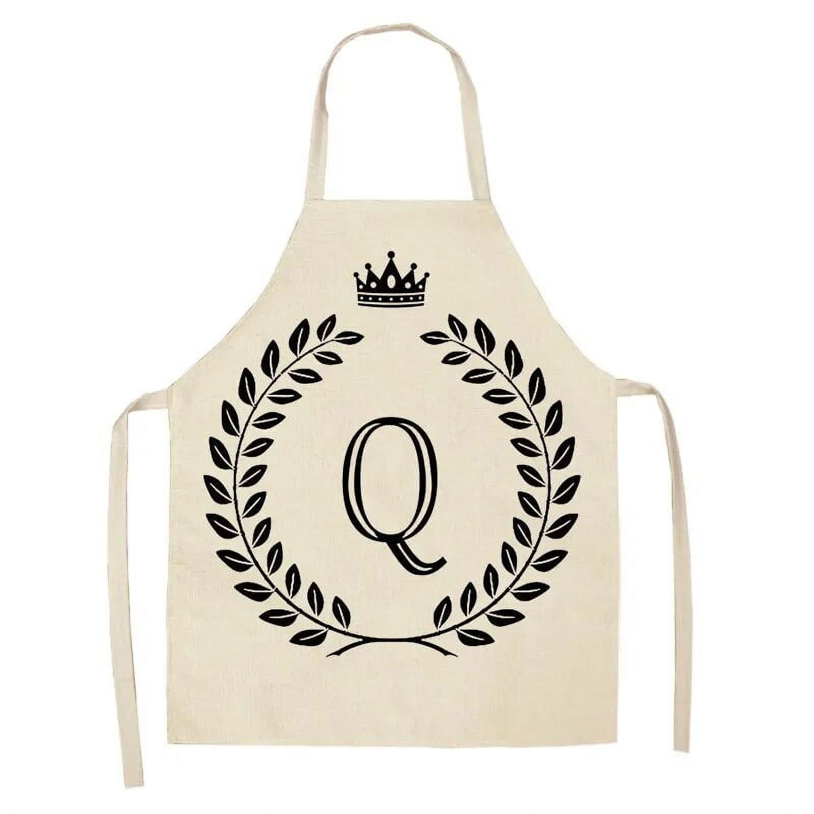 Simple Crown Letter Kitchen Chef Apron for Woman Man Cotton Linen ...