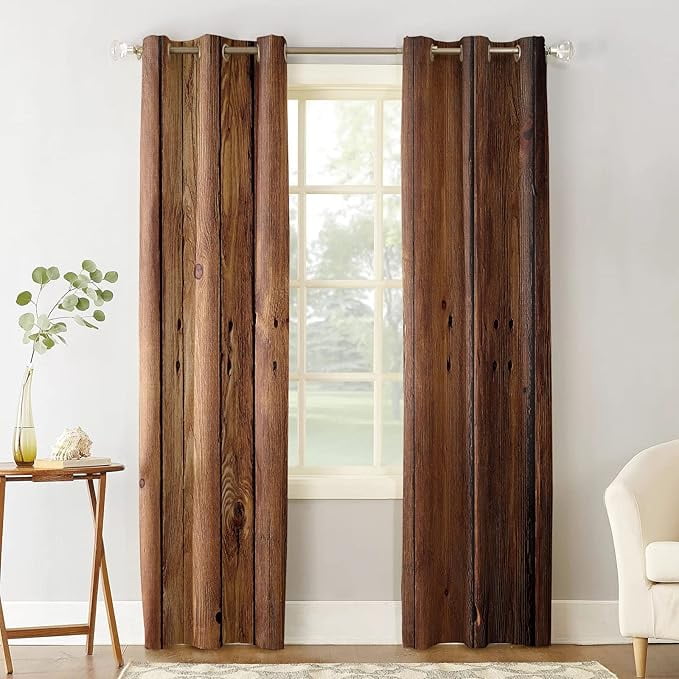 Simple Curtains For Living Room/Bedroom, Old Style Door Panel 3D ...