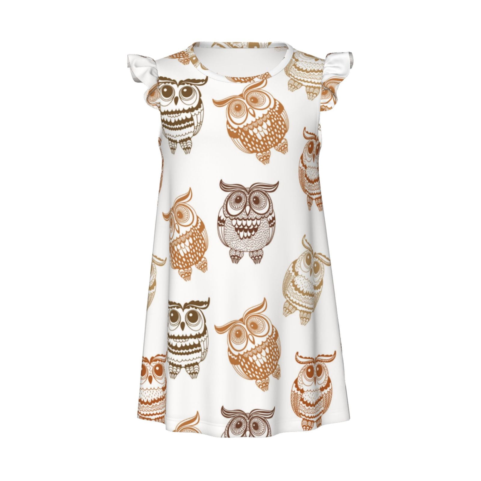 Simple Cute Owls Girls Nightgowns, Pajamas for Girls, Soft Flutter ...