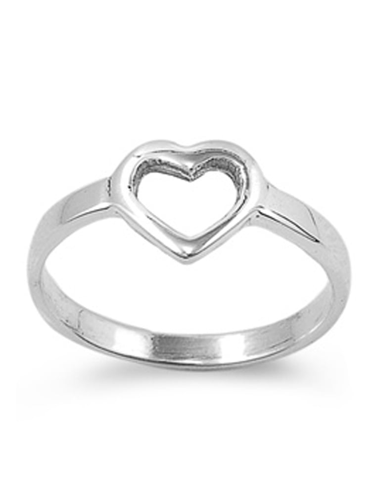 Simple Cutout Heart Purity Promise Ring .925 Sterling Silver Band ...