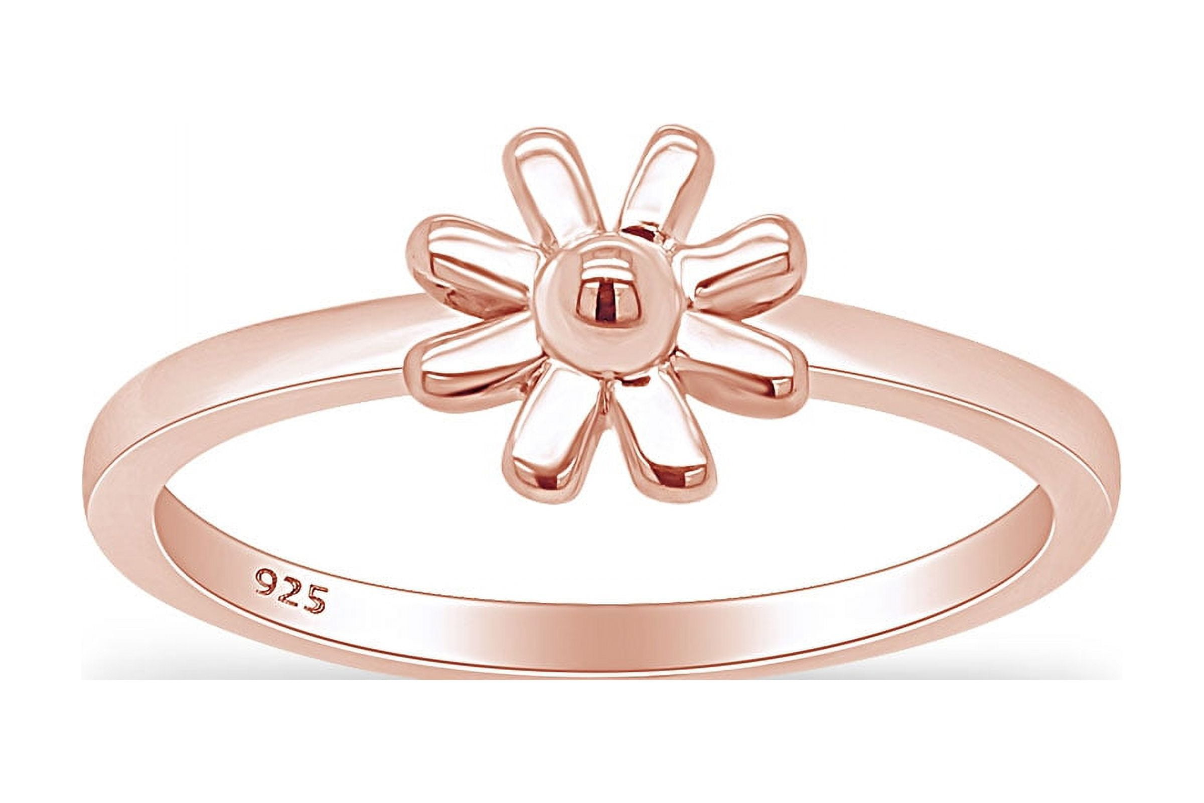 AFFY Simple Daisy Flower Promise Ring 14k Rose Gold Over Sterling ...