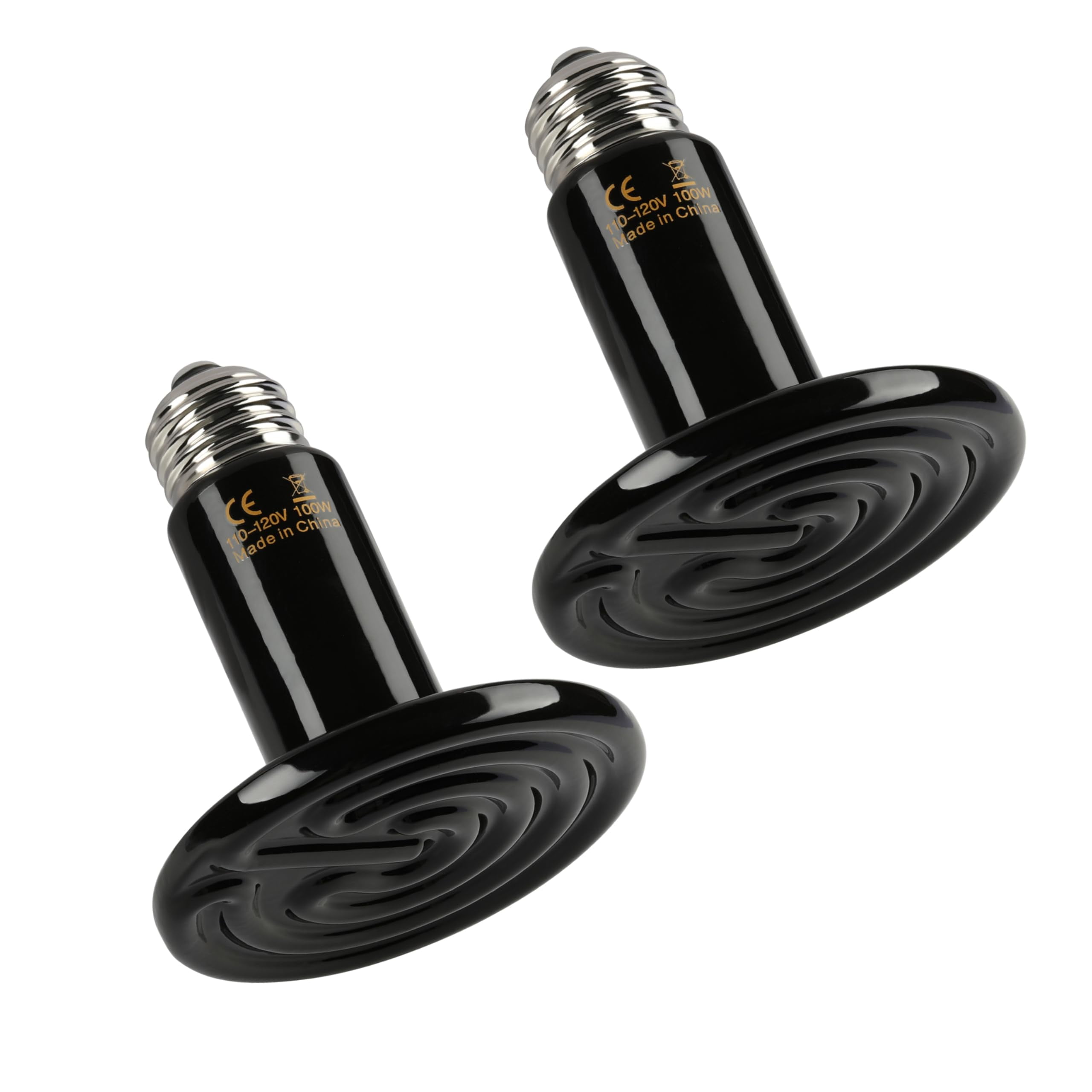 Simple Deluxe 100W Ceramic Heat Emitter 2 Pack Reptile Heat Lamp No ...