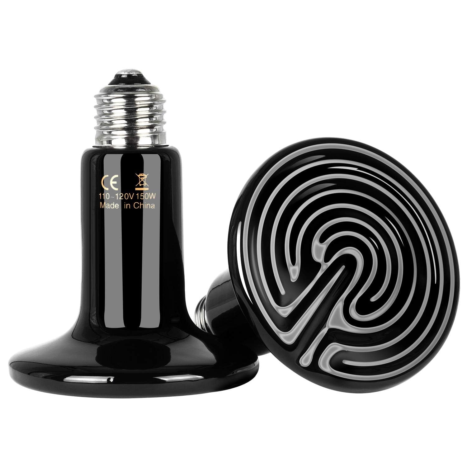 Simple Deluxe 150W Reptile Heat Bulb 2-Pack Ceramic Heat Emitter Lamp ...