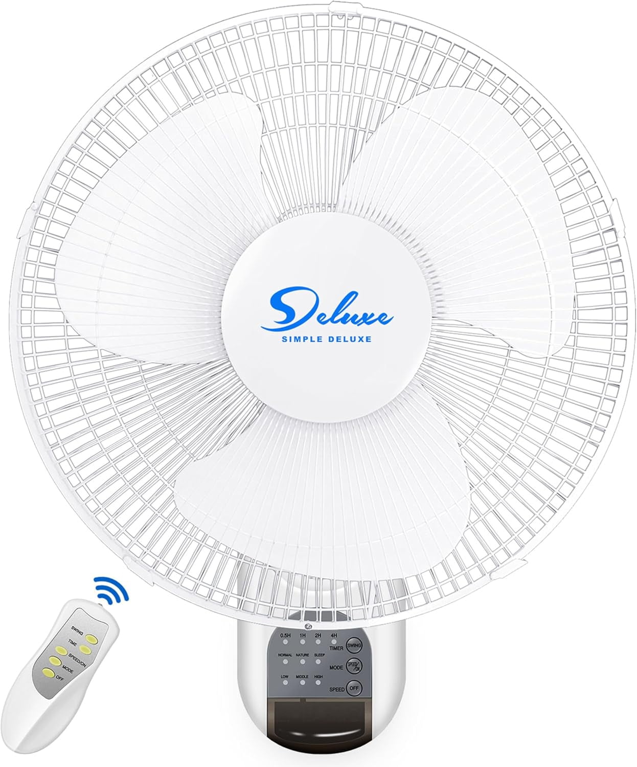 Simple Deluxe 16 Inch 3-Speed Wall Mount Fan with Remote Control, Timer ...