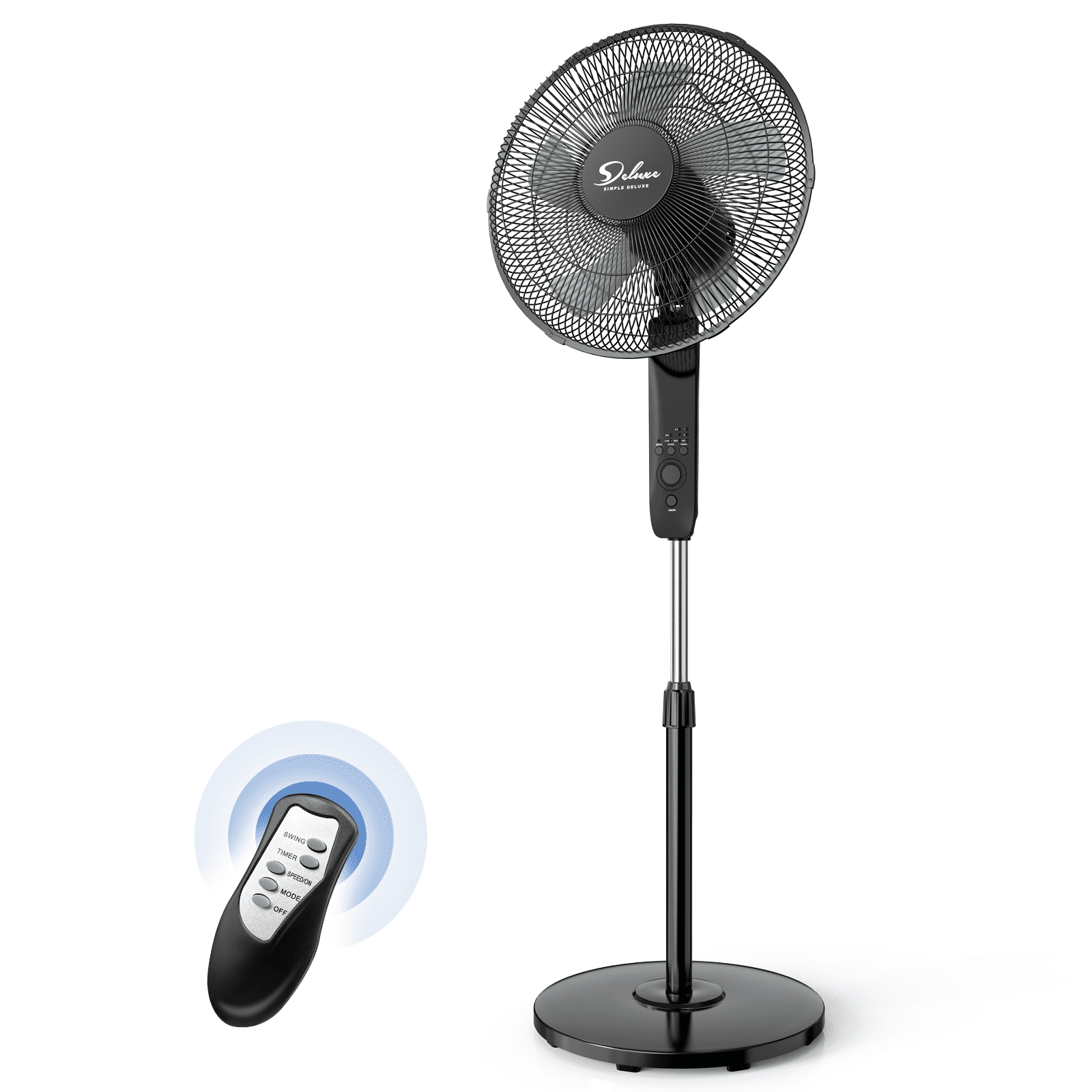Simple Deluxe 16" Pedestal Fan for Bedroom, 75° Oscillating Standing ...