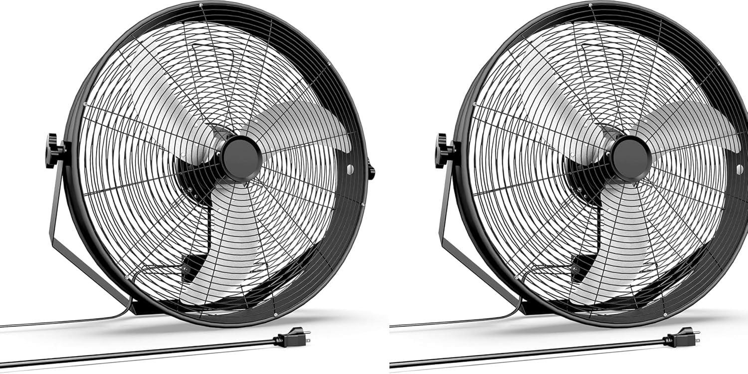 Simple Deluxe 18 Inch High Velocity Wall Mount Fan with Rack, 3 Speed ...