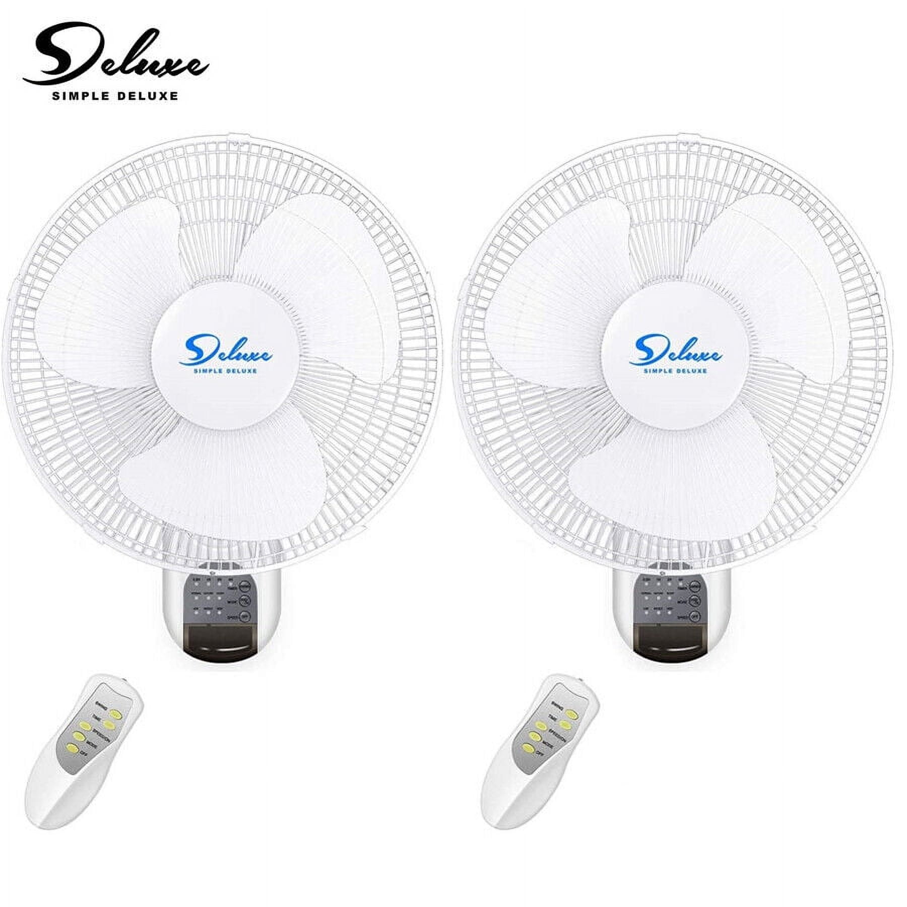 Simple Deluxe 2-Pack 16'' Wall Mount Fans 90° Oscillating 3-Speed Fan w ...