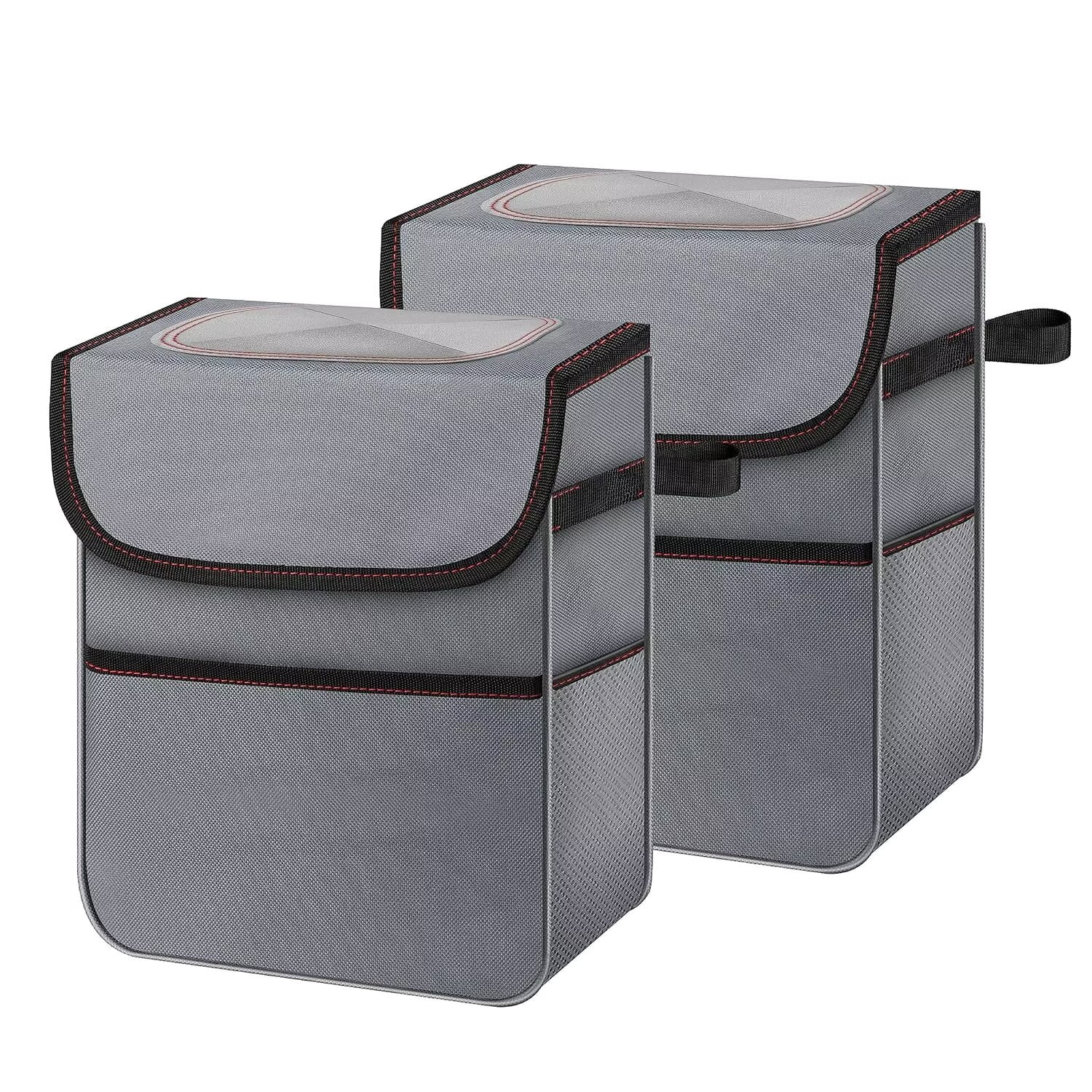 Simple Deluxe 2 Pack Car Trash Can With Lid, Storage Pockets, Leak ...