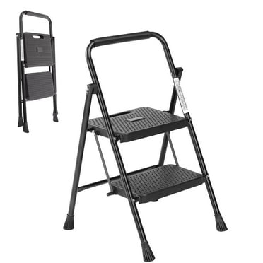 IHHIZLTT 3 Step Lightweight Folding Aluminum Ladder, 330lbs Capacity ...