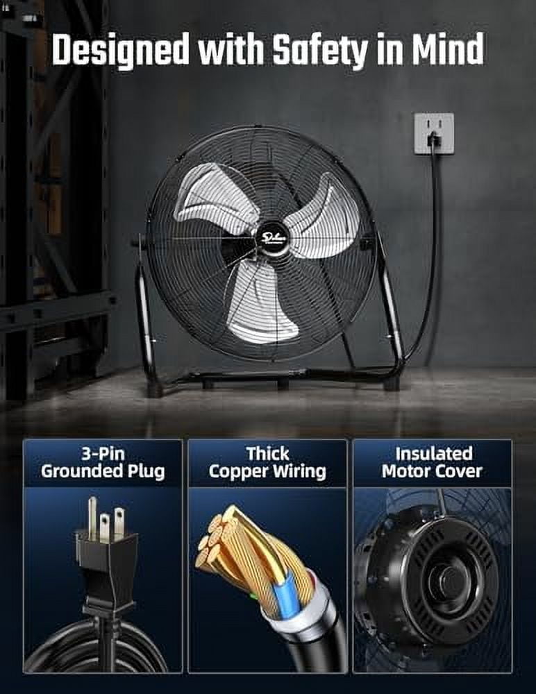 Simple Deluxe 20 Inch 3-Speed High Velocity Heavy Duty Metal Industrial ...