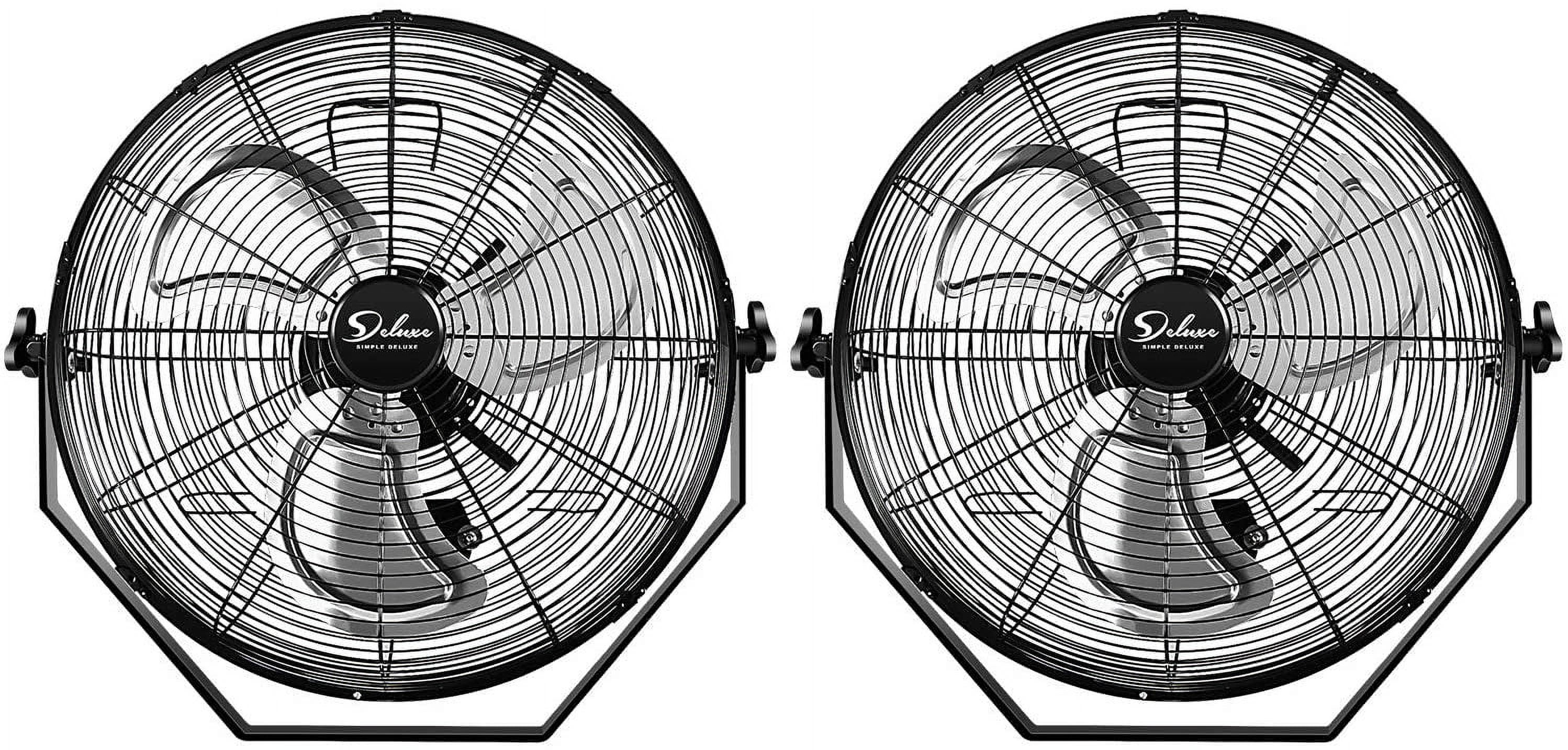 Simple Deluxe 20 Inch High Velocity 3 Speed, Black Wall-Mount Fan, 2 ...