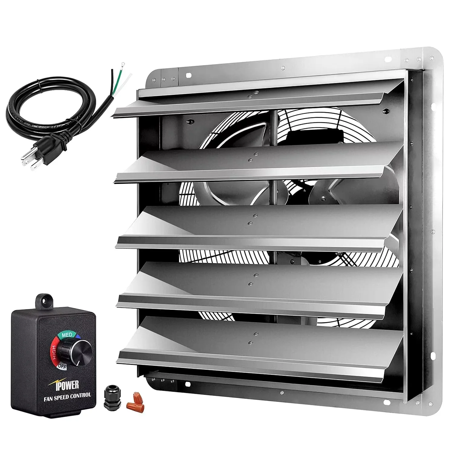 Simple Deluxe 24 Inch Wall Mounted Shutter Exhaust Fan with Speed ...