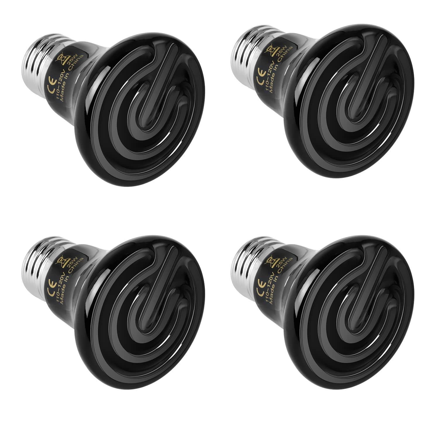 Simple Deluxe 25W 4-Pack Mini Ceramic Heat Emitter Reptile Heat Lamp ...