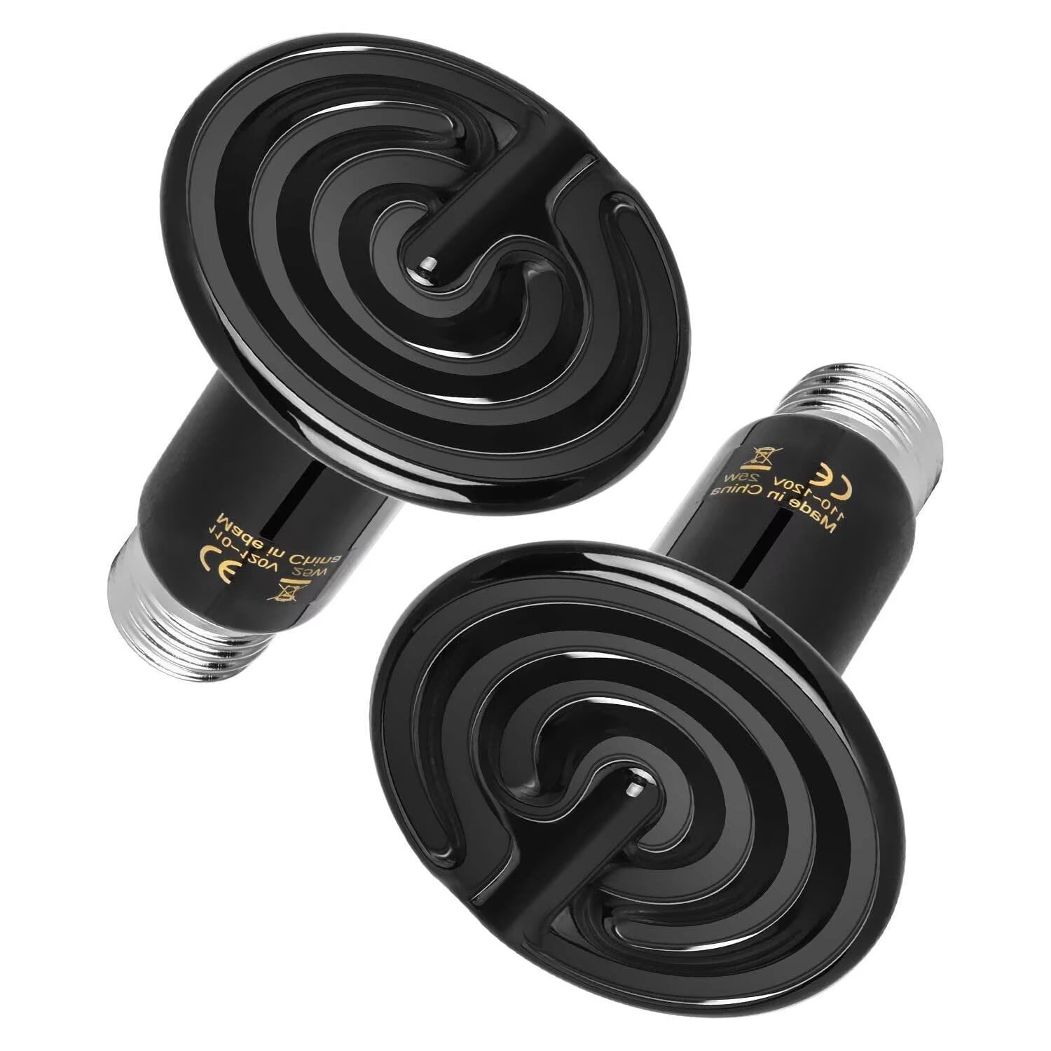 Simple Deluxe 25W Ceramic Heat Emitter Reptile Heat Lamp Bulb 2-Pack ...