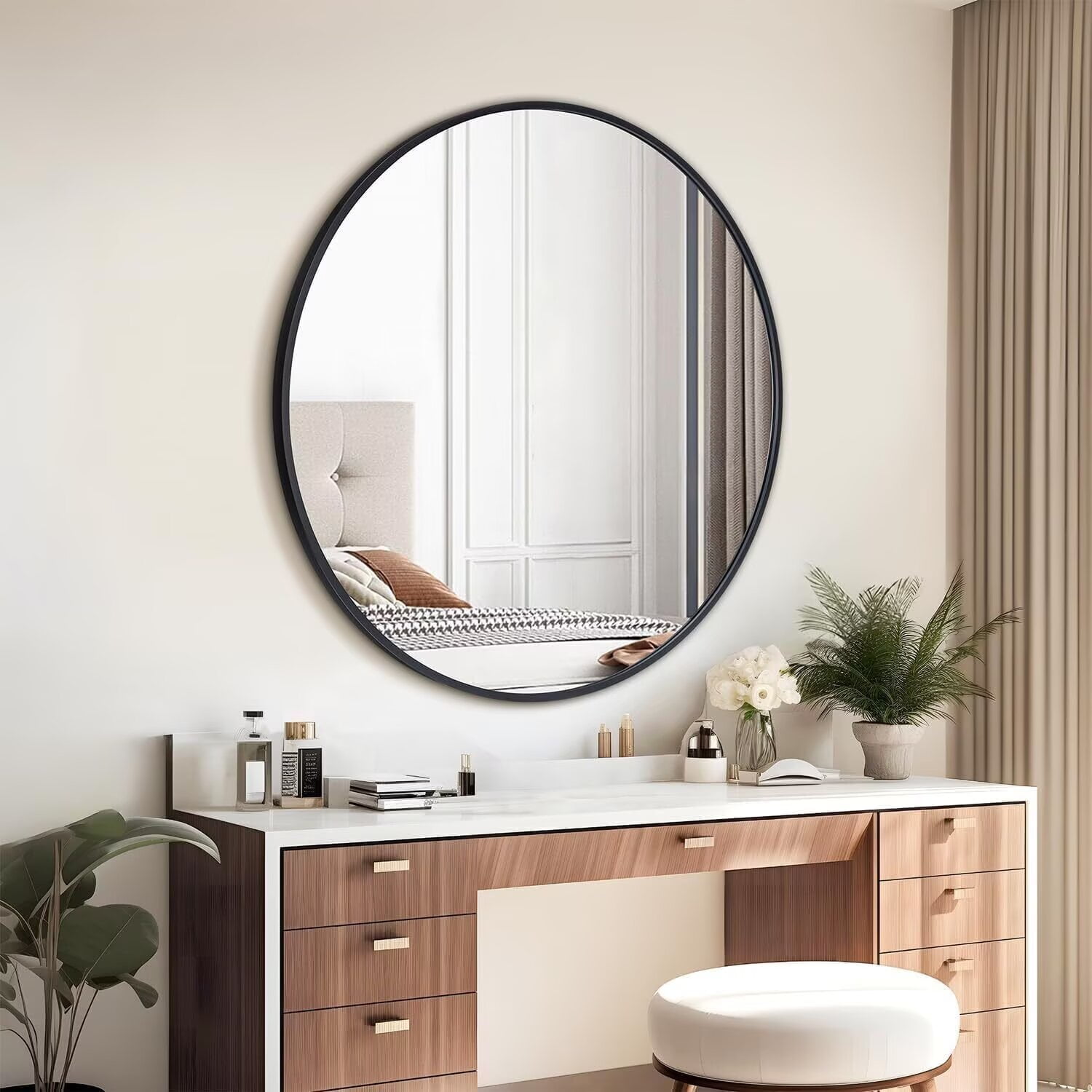 Simple Deluxe 30 Inch Round Mirror, Bathroom Mirrors for Over Sink ...