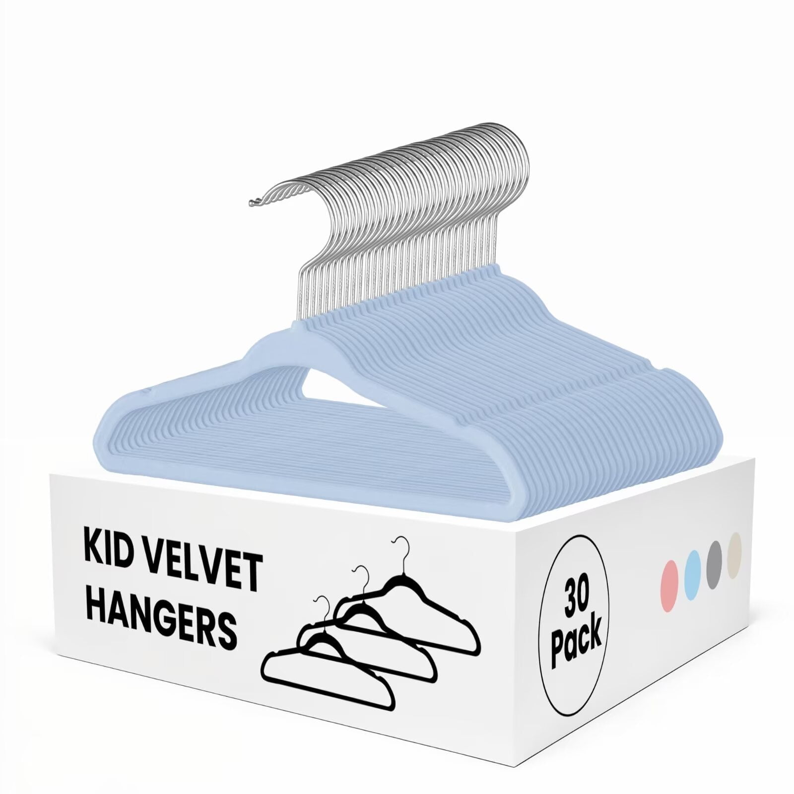Simple Deluxe 30 Pack Kids Velvet Hangers, Non-Slip Space Saving Baby ...