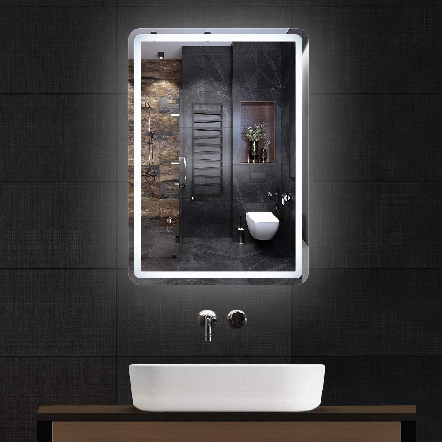 Simple Deluxe Anti-Fog Long Endurance 36x28 Mounted Lighted Mirror with ...