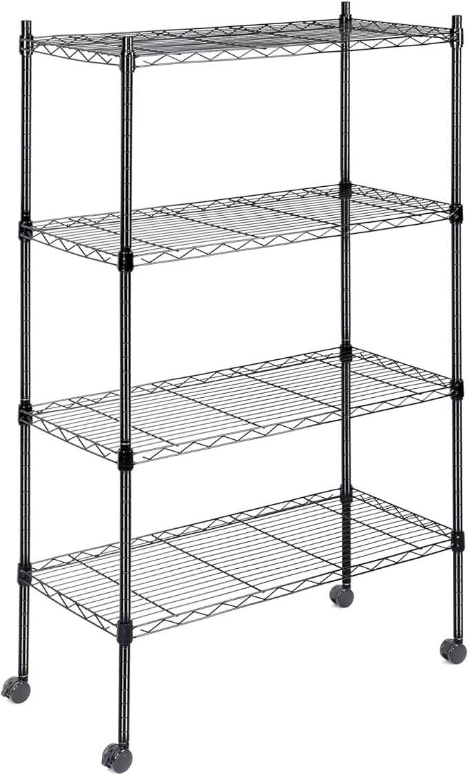 Simple Deluxe 4-Tier Storage Shelving Units with Wheels 24" D x 14" W x ...
