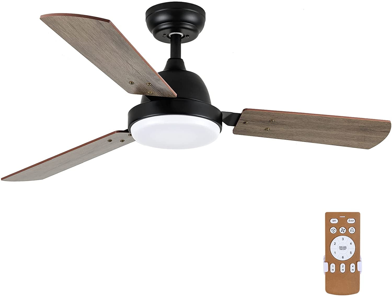 Simple Deluxe 44-Inch Ceiling Fan With Led Light And Remote Control, 6 ...