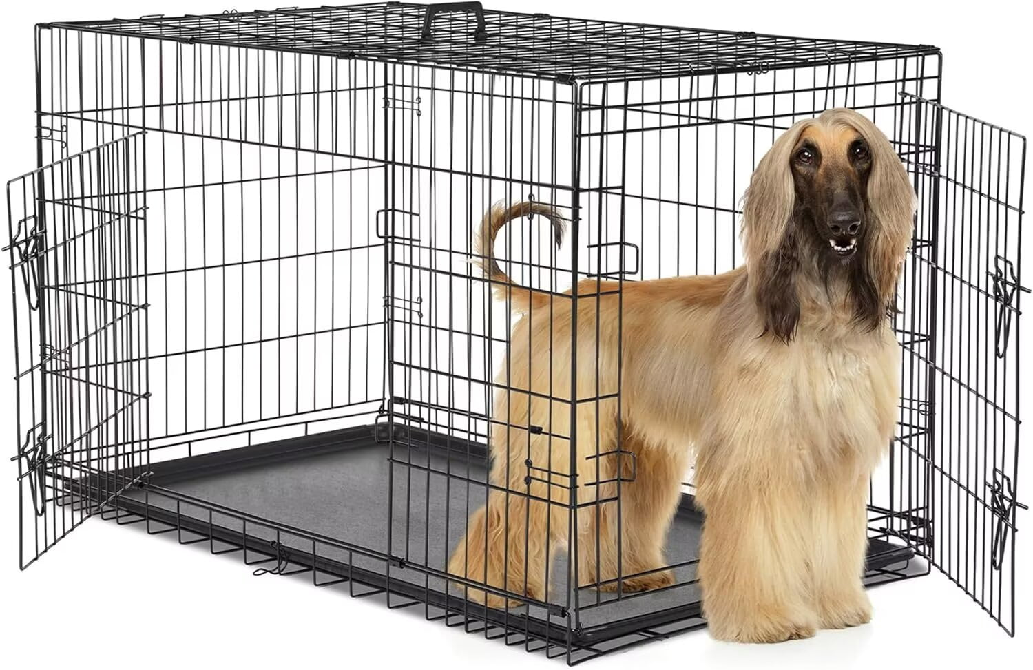 Simple Deluxe 48 inch Foldable Dog Crate, Collapsible Metal Dog Kennel ...