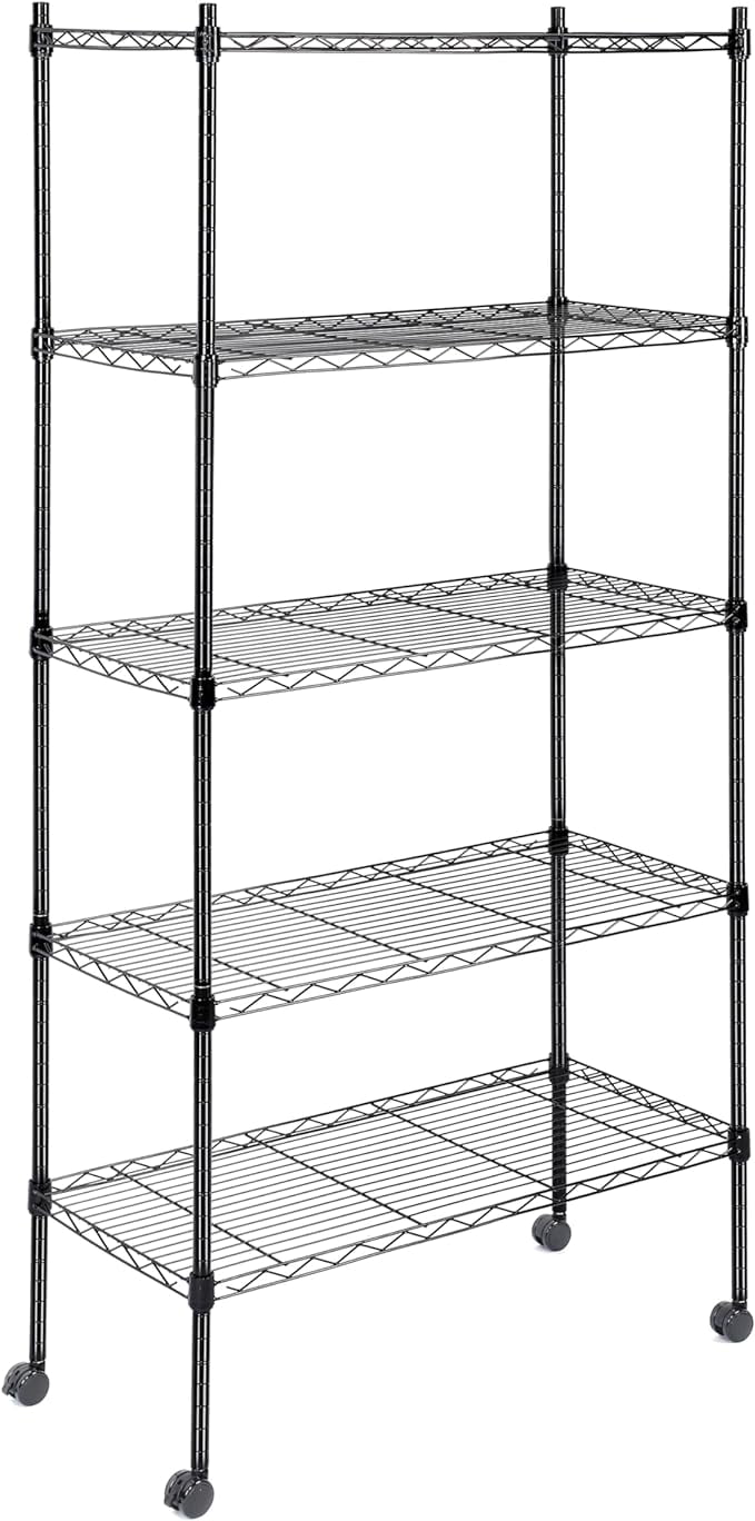 Simple Deluxe 5-Tier Storage Shelving Unit, 24" D x 14" W x 59 "H ...