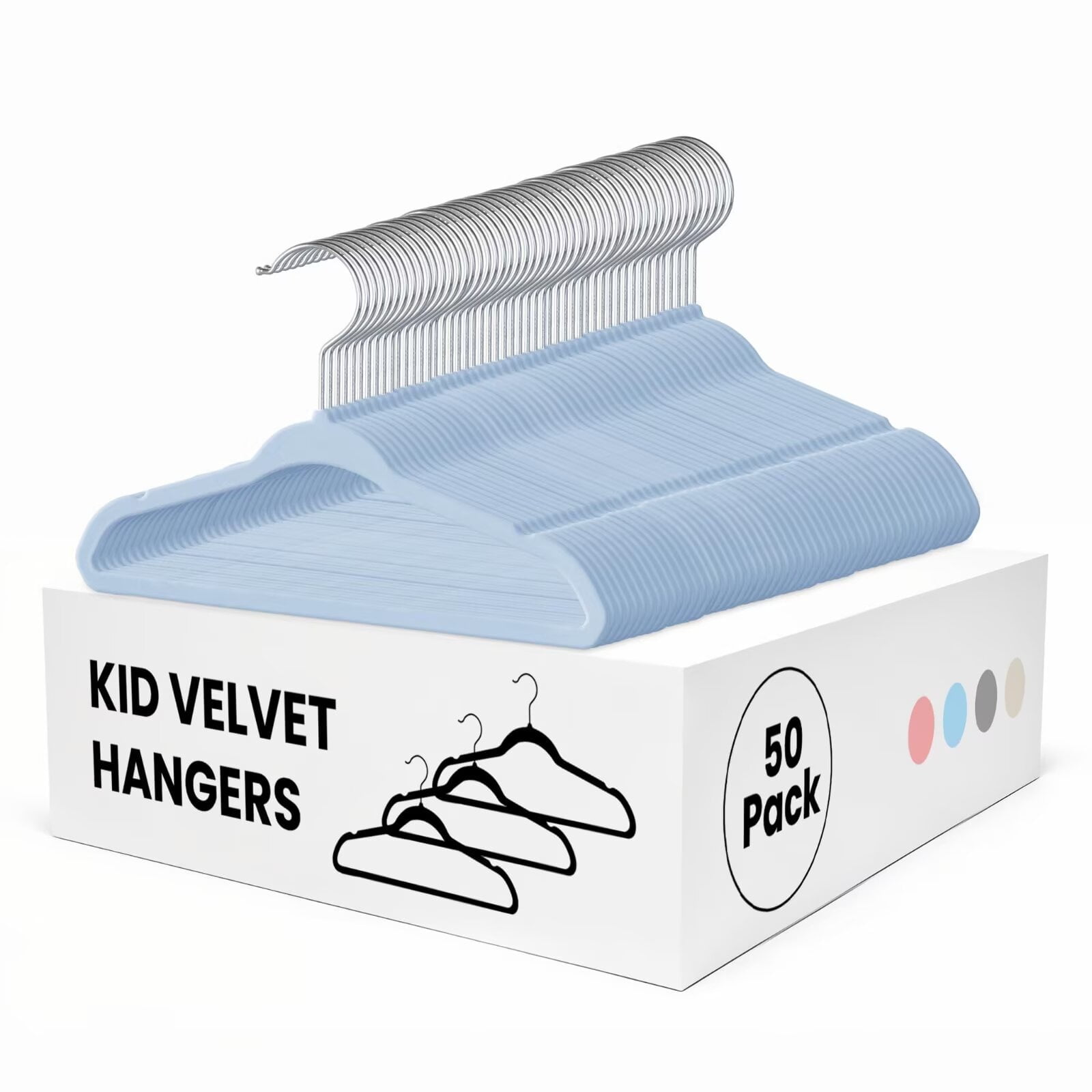 Simple Deluxe 50 Pack Kids Velvet Hangers, Non-Slip Space Saving Baby ...