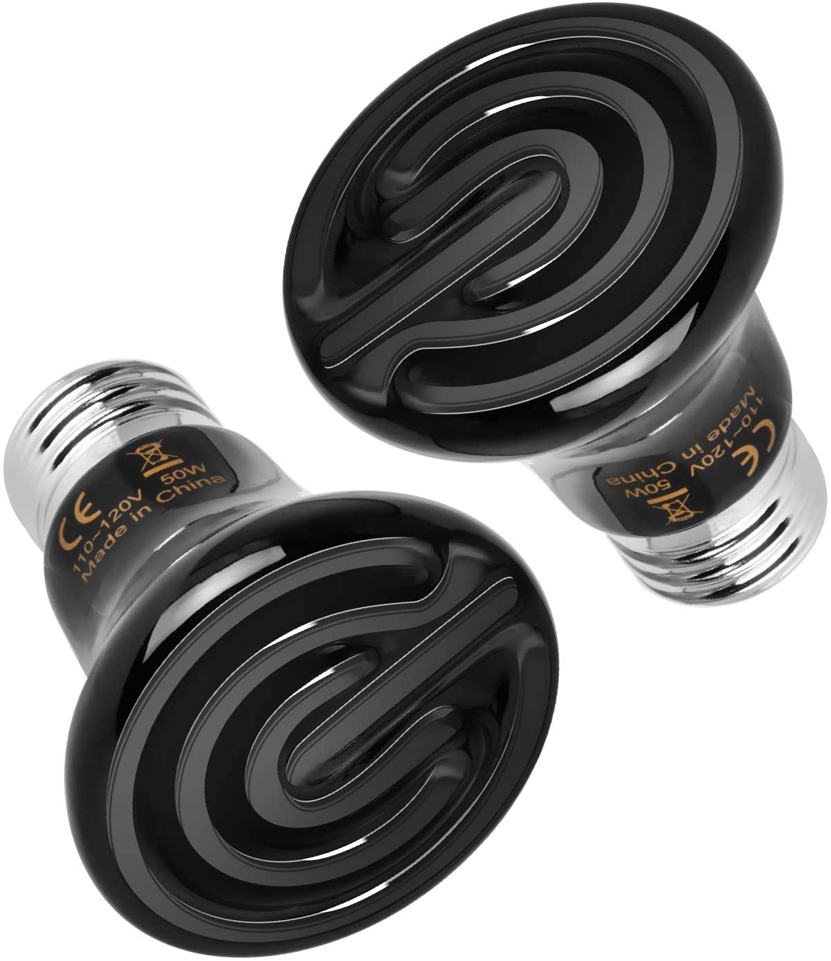 Simple Deluxe 50W 2-Pack Mini Ceramic Heat Emitter Reptile Heat Lamp ...