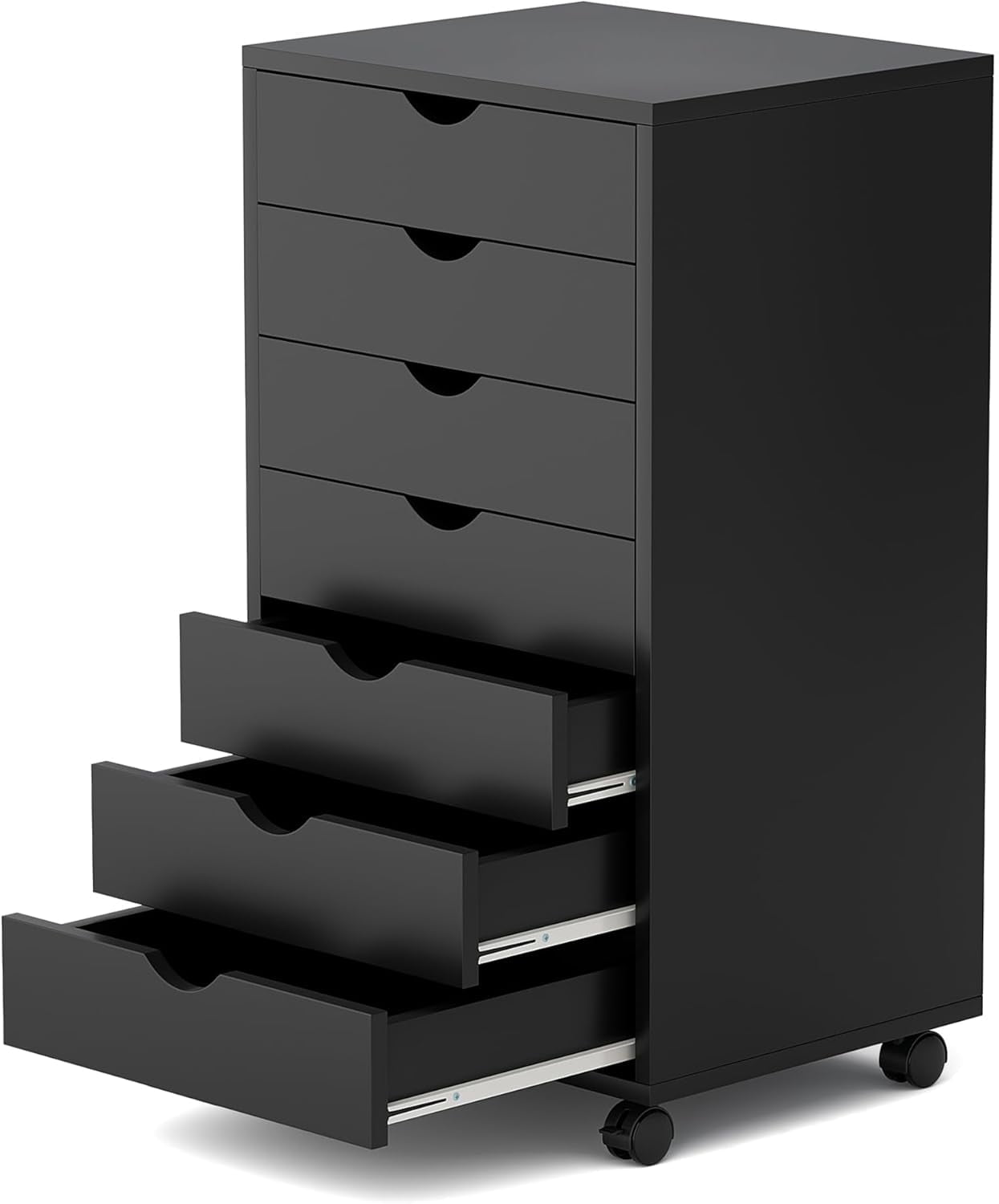 Simple Deluxe 7-Drawer Chest, Office File Cabinet with Wheels, Black ...