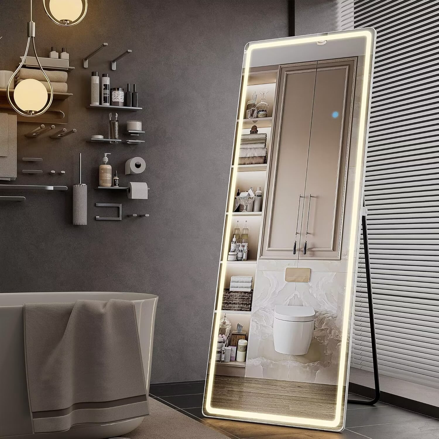 Simple Deluxe 71"x26" Full Length Mirror with LED Lights, Free Standing ...