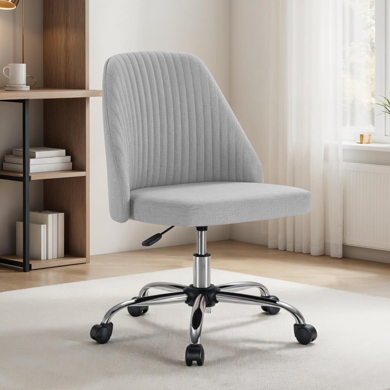 Simple Deluxe Armless Office Desk Chair, Modern Cute Swivel Vanity ...