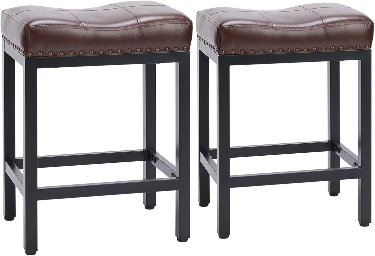 Simple Deluxe Bar Stools Set of 2, PU Leather Counter Height Bar Stools ...