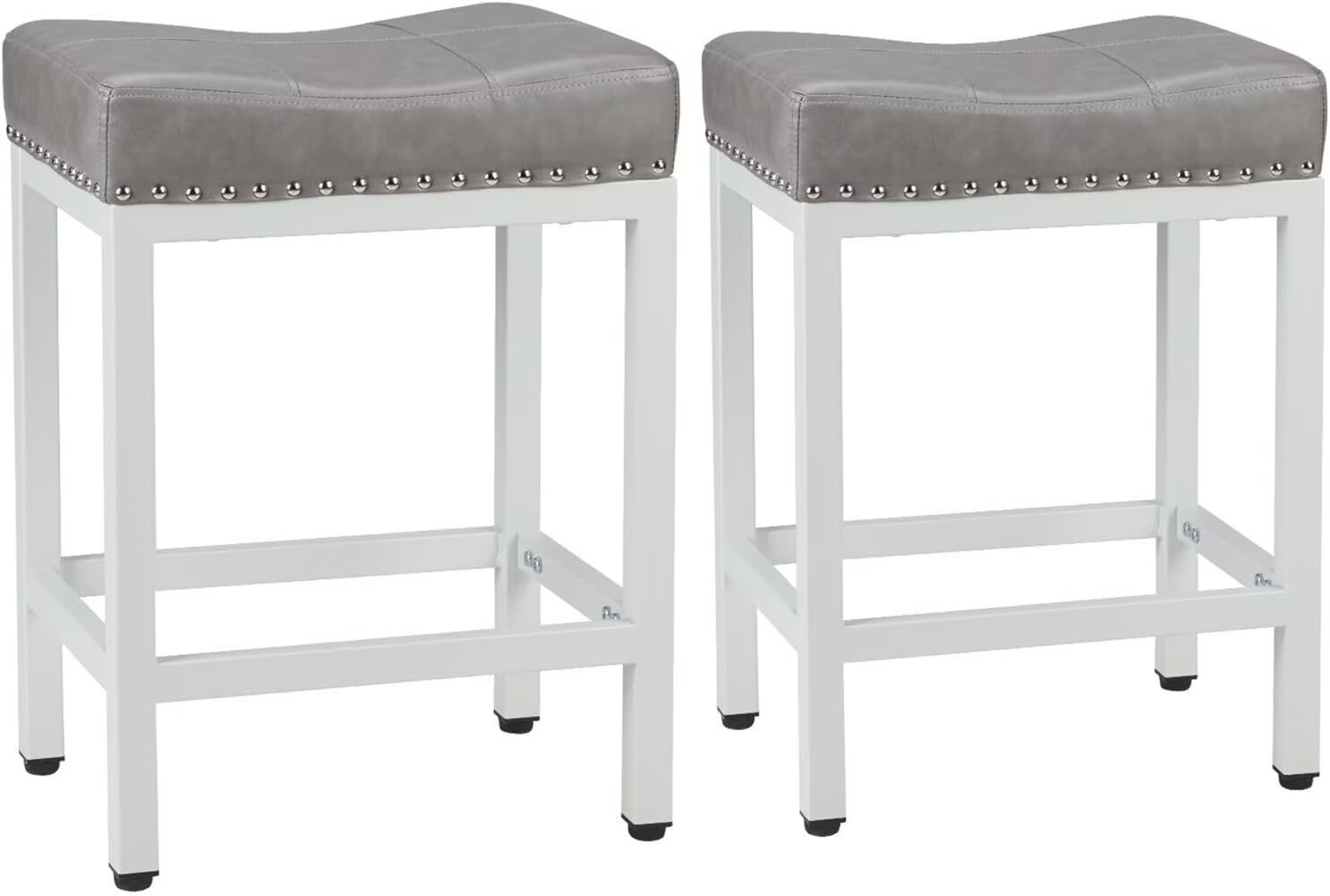 Simple Deluxe Bar Stools Set of 2, PU Leather Counter Height Bar Stools ...