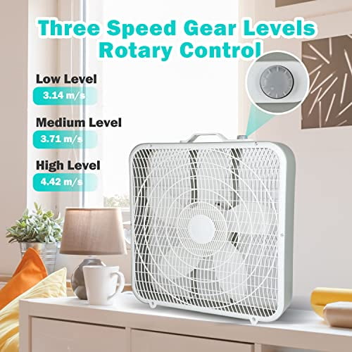 Simple Deluxe Box Fan, 3-Speed Cooling Floor Fan with Aerodynamic ...