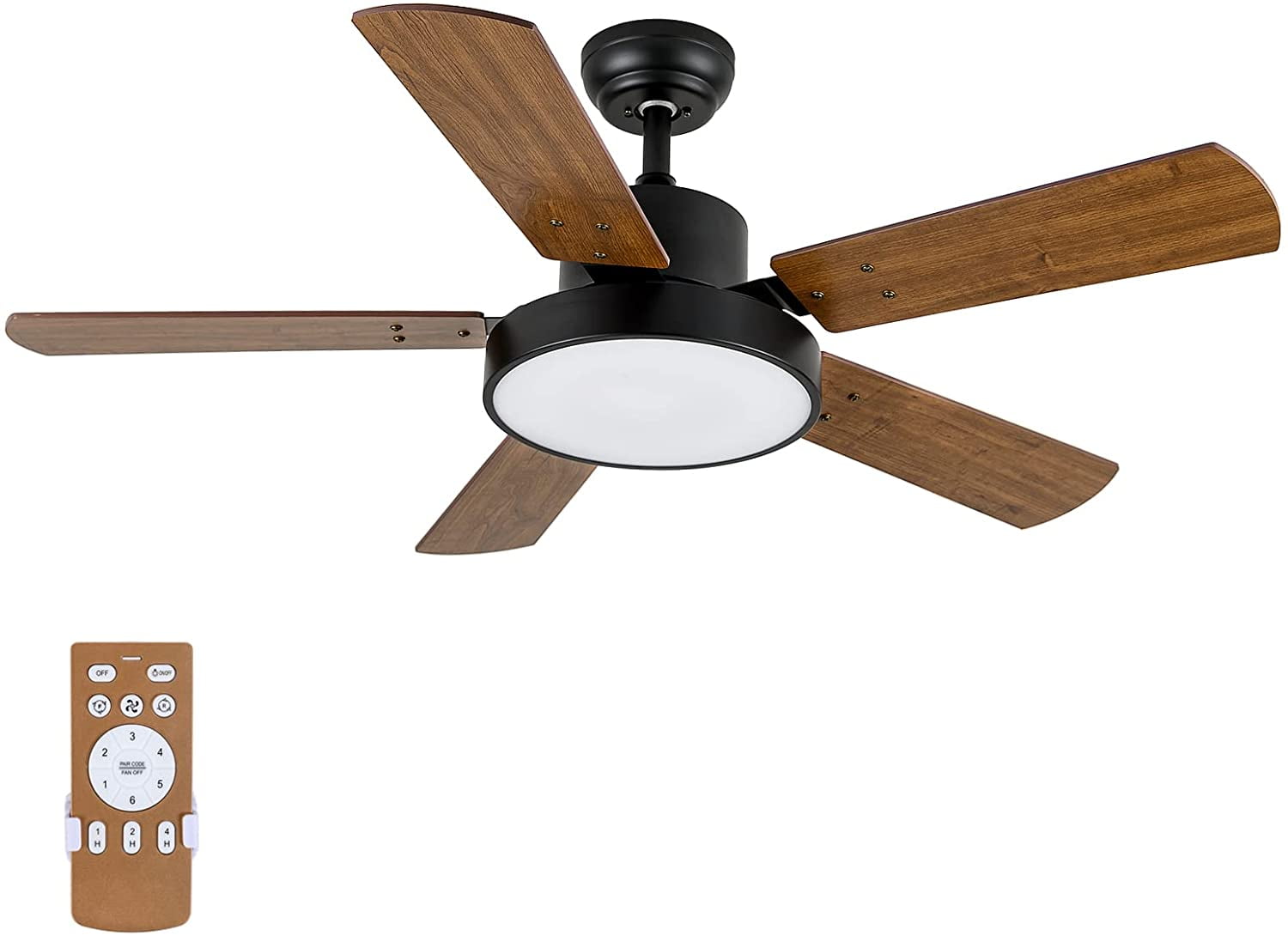 Simple Deluxe Ceiling Fan with LED Light and Remote Control, 6-Speed ...