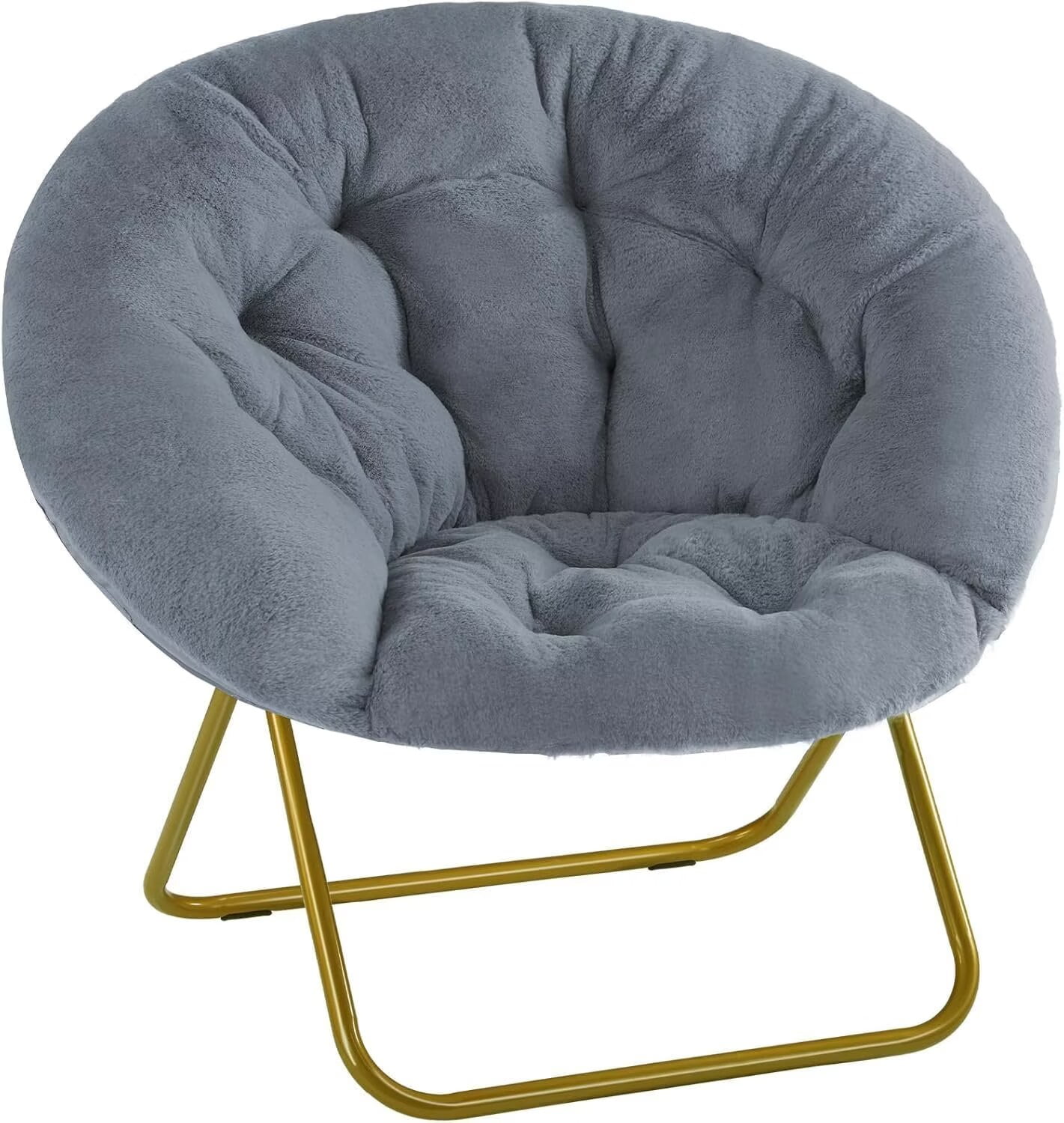 Simple Deluxe Cozy Chair, Faux Fur Saucer Chair, Comfy Foldable Moon ...